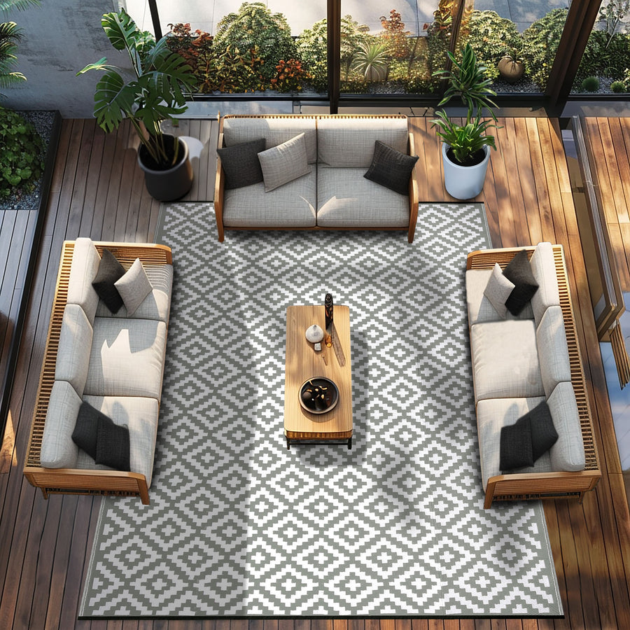 Luxury Outdoor Rugs | Nirvana Grey & White - Waterproof & Reversible