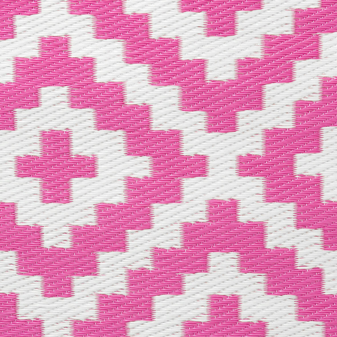 Easy Clean Outdoor Rug UK | Pink & White Geometric | Weatherproof
