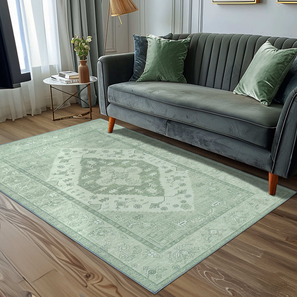 Kinsey Sage Green Machine Washable Rug and Runner