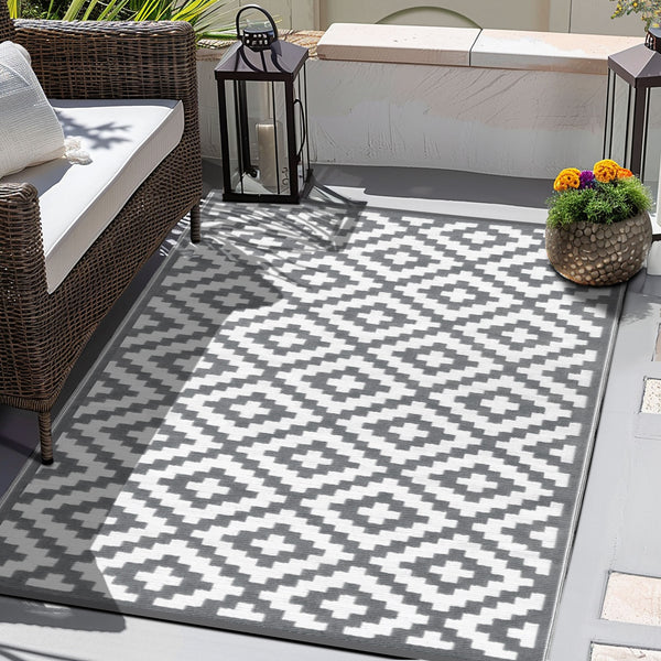 Luxury Outdoor Rugs | Nirvana Grey & White - Waterproof & Reversible
